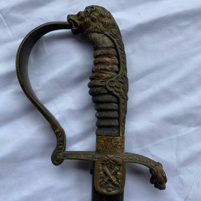 WW1 Imperial German Officers Artillery Sword Lions Head Gustav ...