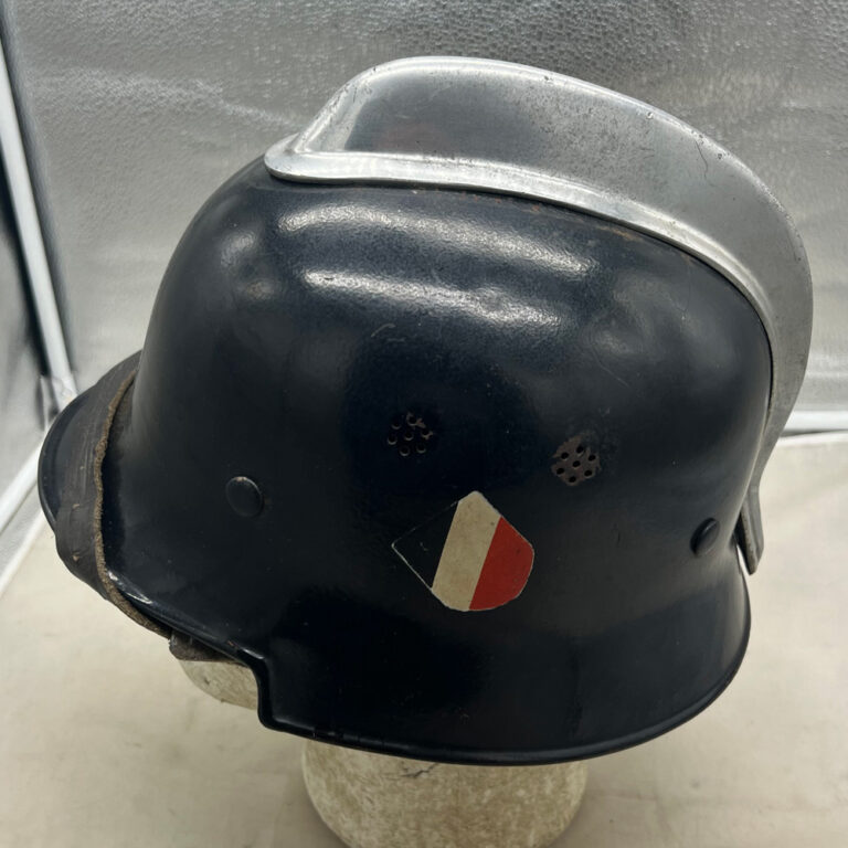 WW2 German M34 Fire Police Helmet Double Decal With Comb Tilted Tri ...