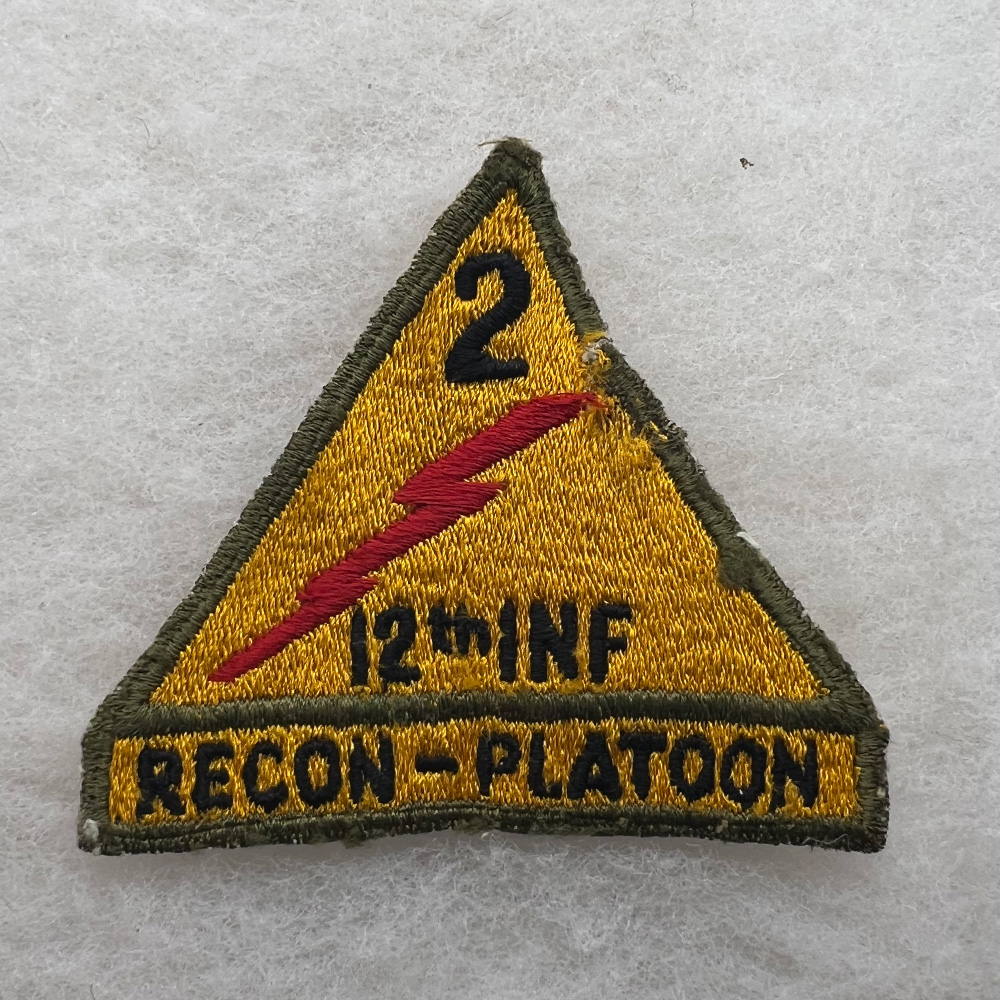 1950s US Army 2nd Armored 12th Infantry Reconnaissance Platoon Patch ...