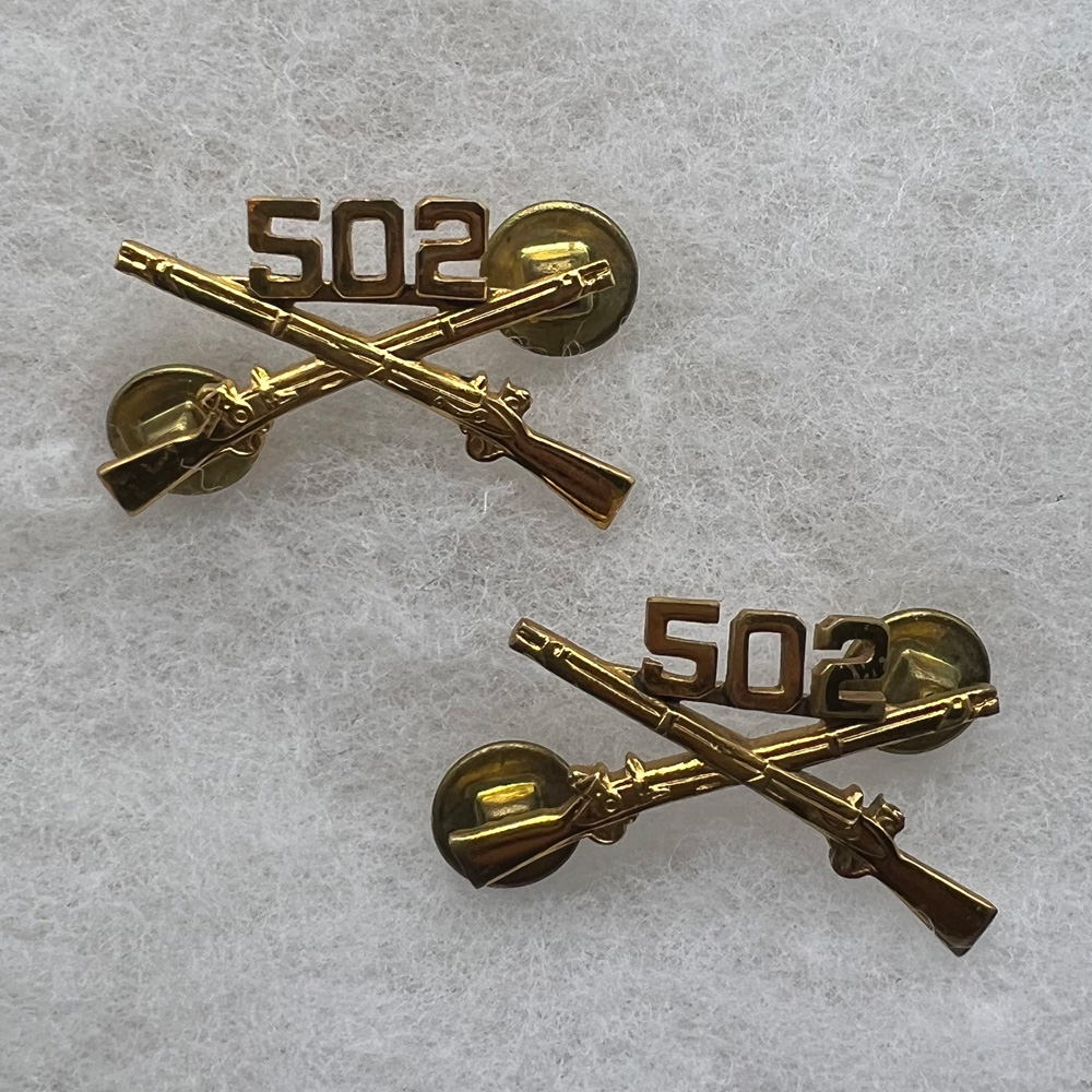 WW2 US Army 502nd Infantry 101st Airborne Division Officer Collar ...