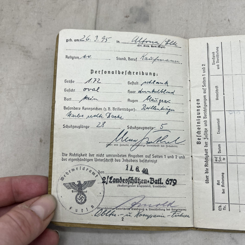 WW2 German Army Soldbuch – Fitzkee Militaria Collectibles